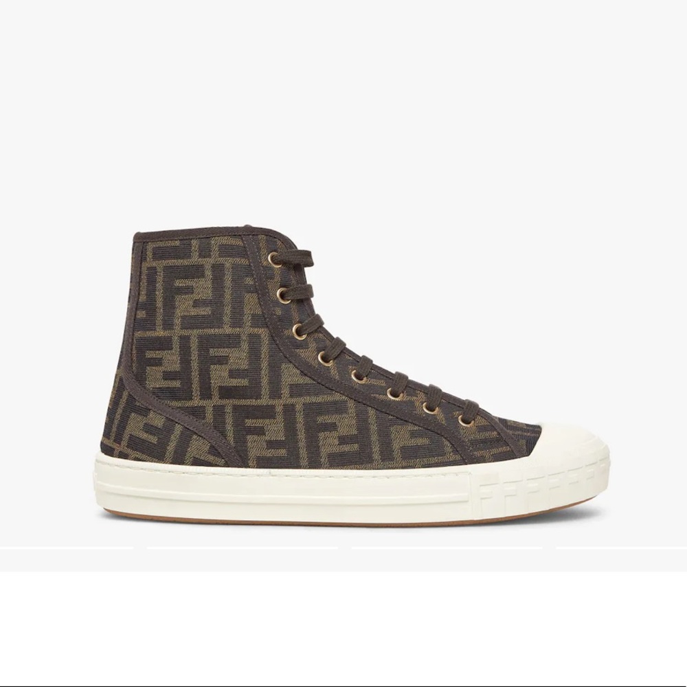 Fendi Domino Brown Canvas High-Tops - Gem